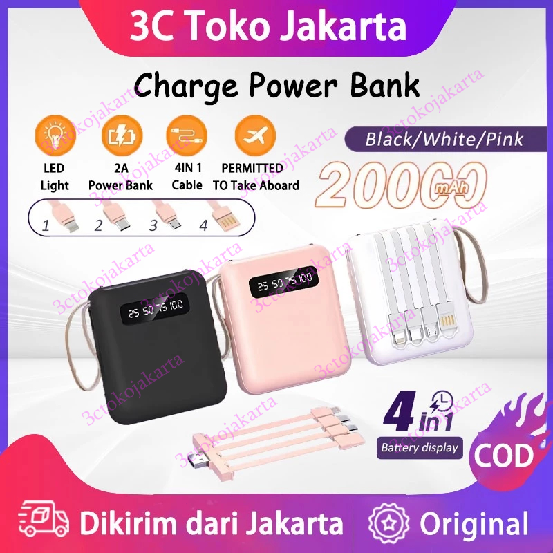 Jual Powerbank Mini size 20000mAh with 4 usb fast charging Lightweight ...