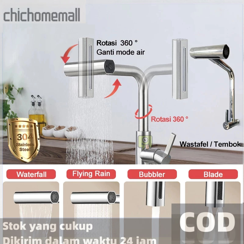 Jual SUS 304 Kran Angsa Fleksibel Stainless / Kran Air Cuci Piring ...