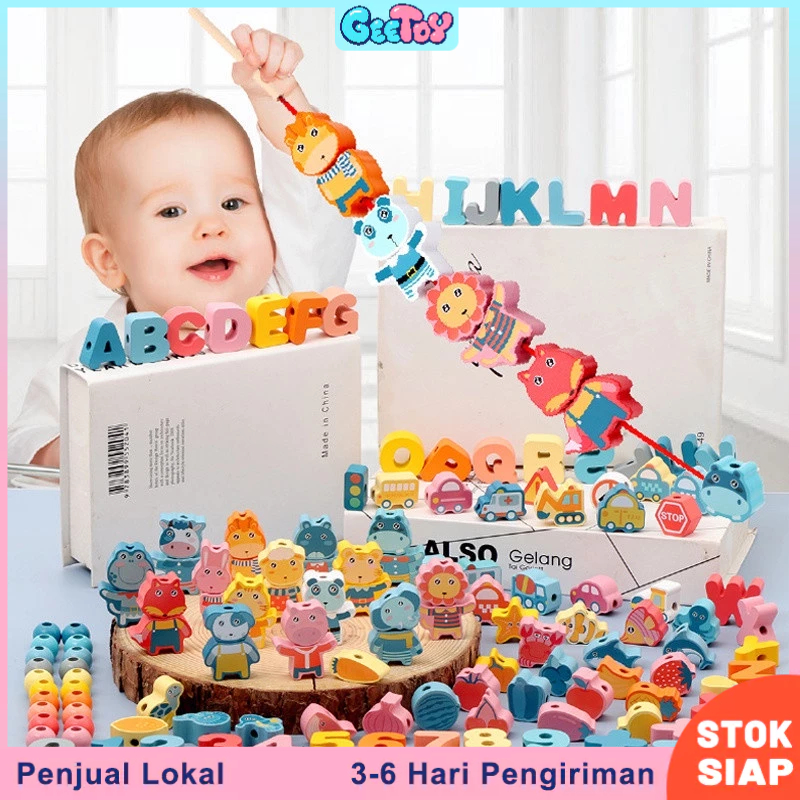 Jual GeeToy Mainan Kartun Hewan Angka Stringing Manik Mainan Pendidikan ...