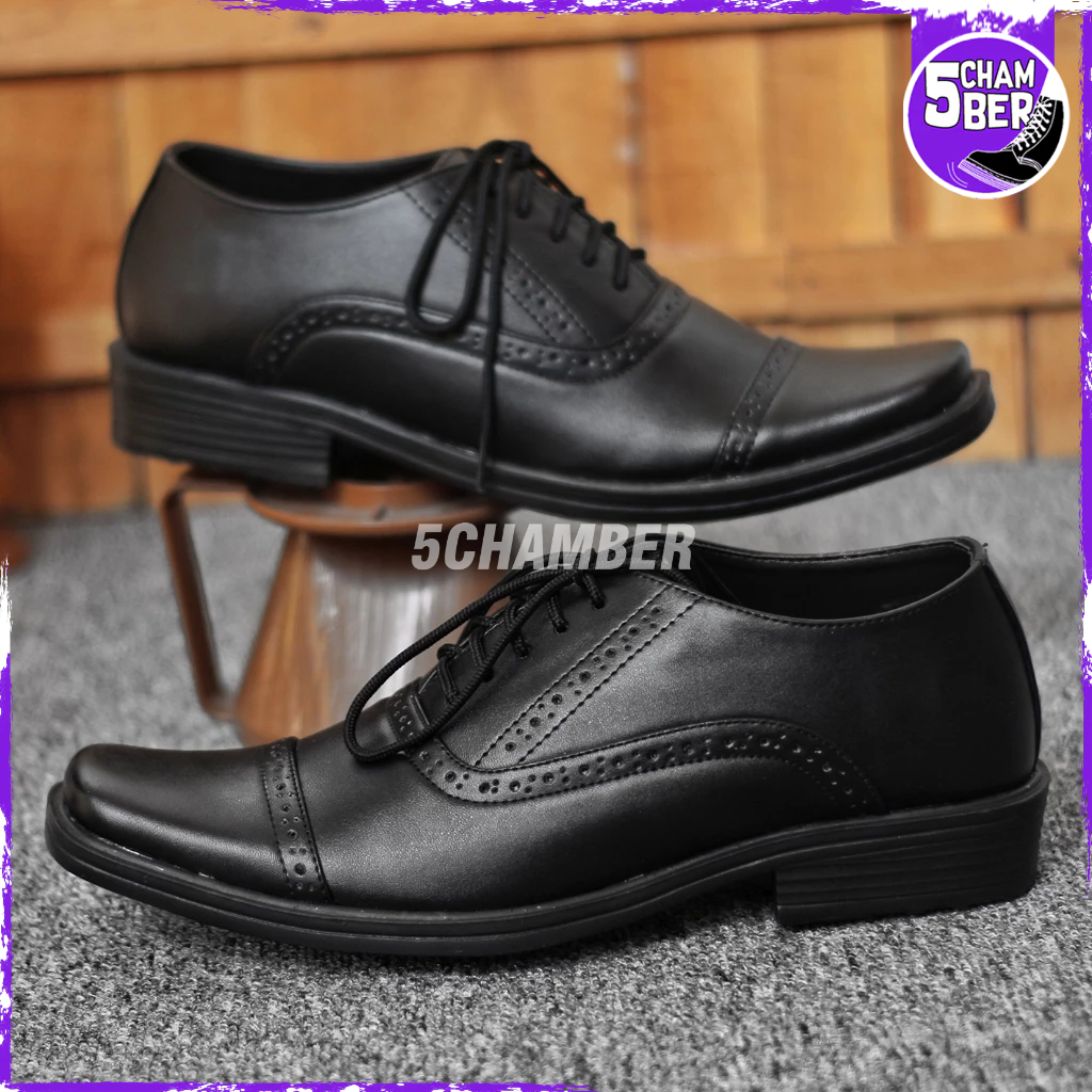 Jual 5CHAMBER Howard - Sepatu Pantofel Hitam Pria Oxford Formal Kerja ...