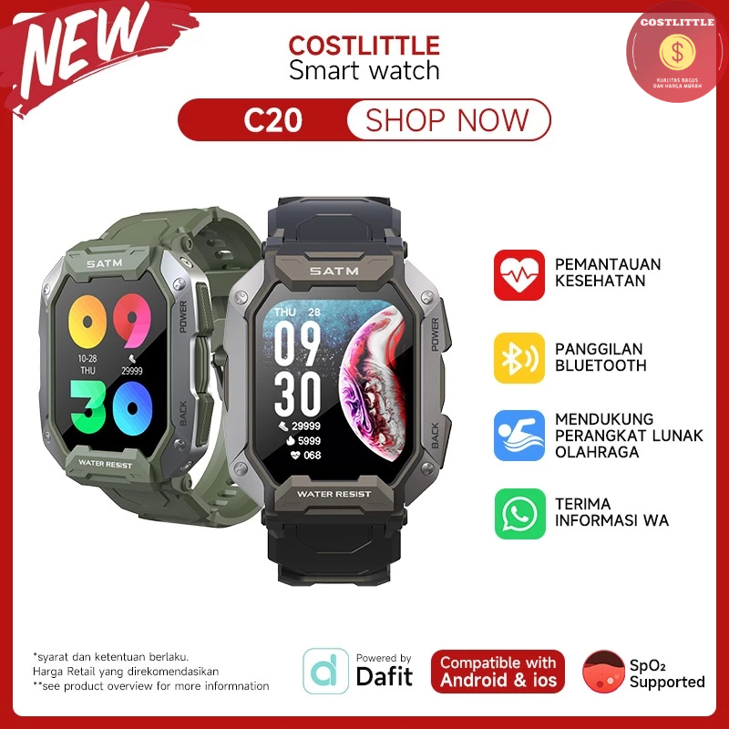 Jual Smart Watch C20 Militer 2024 - Tahan Air IP68 5ATM, Pelacak ...