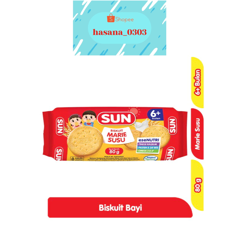 Jual SUN Biskuit Bayi Marie Susu 80g | Shopee Indonesia