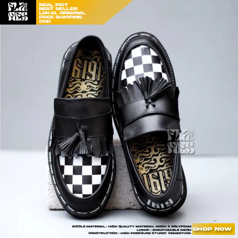 Jual FLAMES Sepatu Docmart Loafers Formal Pantofel Casual Hitam Pria ...