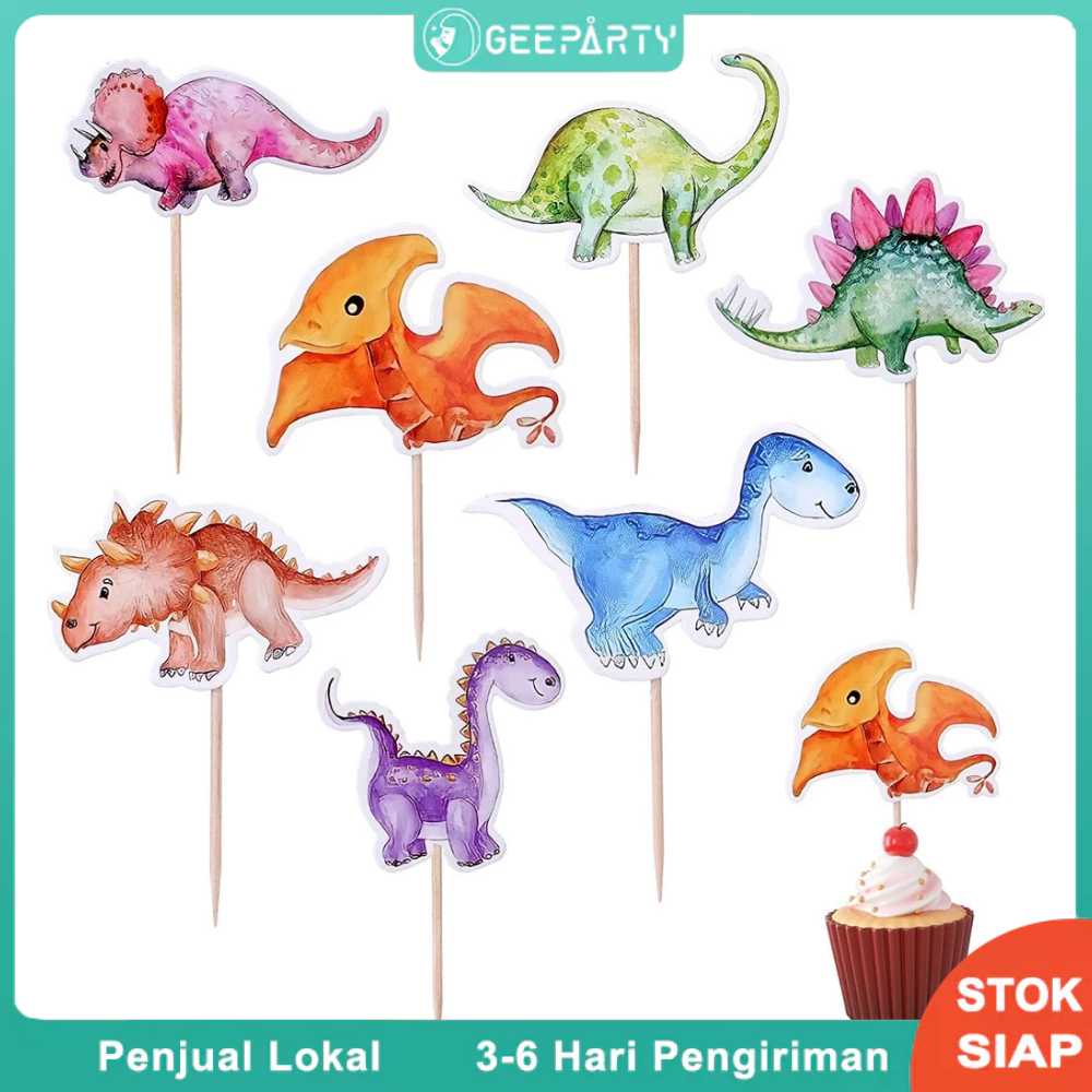 Jual 7 Pcs Dinosaurus Warna Air Cupcake Topper Lucu Kue Topper Untuk ...