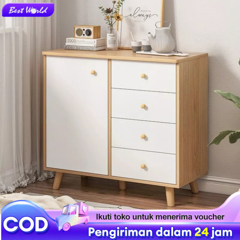 Jual Lemari kayu/Laci Kabinet/4 lapisan dan 5 laci/Rak Kayu Anti Debu ...