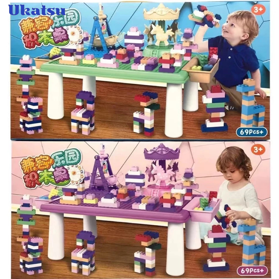 Jual Ukatsu Mainan Meja Balok DIY Building Block Desk Menggambar ...
