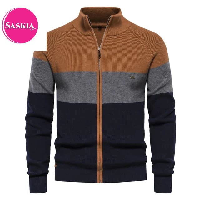 Jual sweater rajut resleting garis pria | Shopee Indonesia