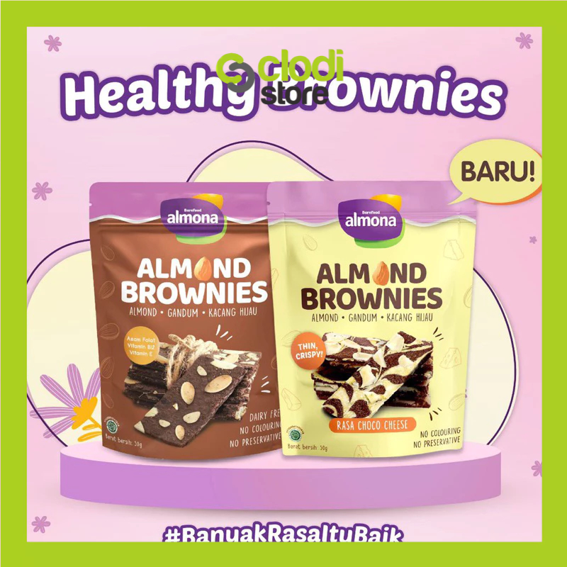 Jual BAREFOOD ALMONA ALMOND COOKIES BROWNIES 50GR DAN ALMONA ALMOND ...