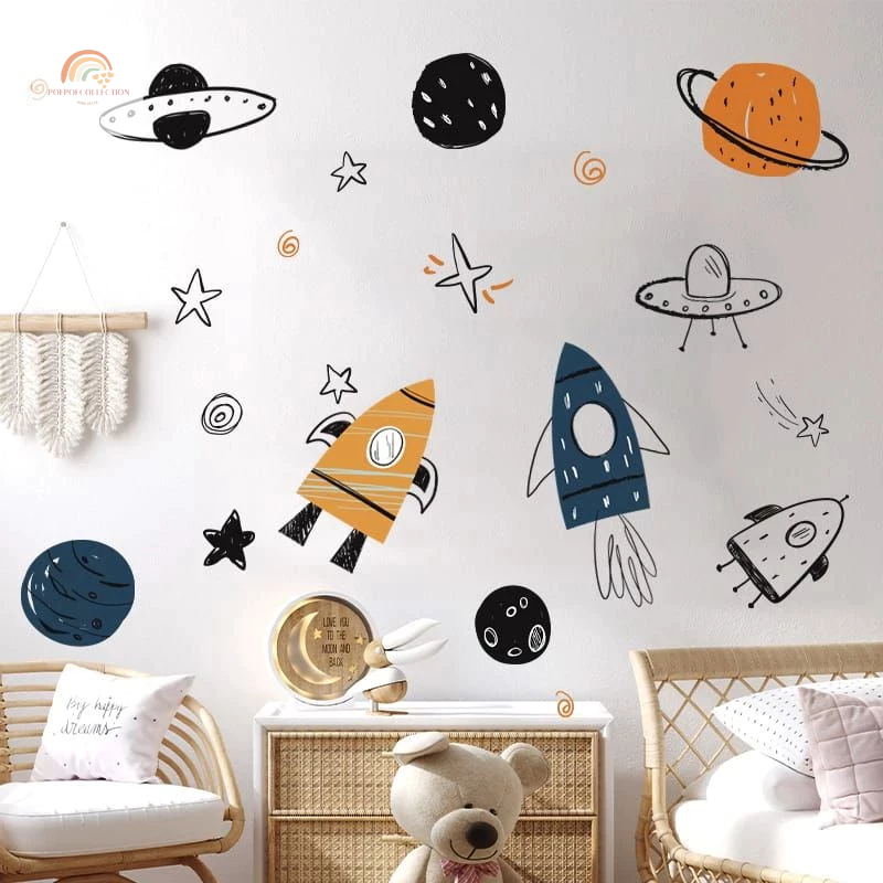 Jual Wall stiker Dinding Premium Anak Space Angkasa Planet Rocket ...