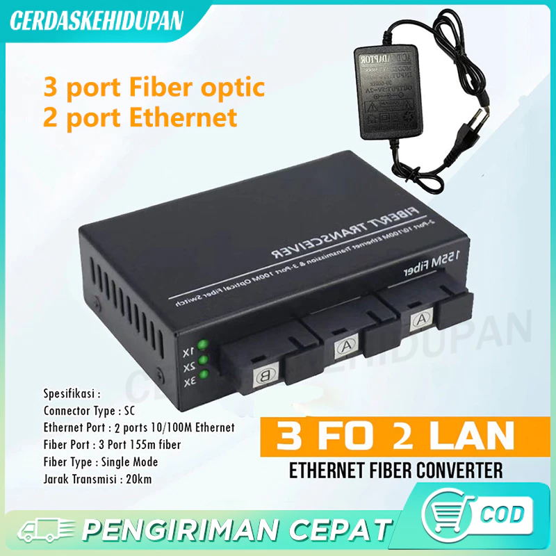 Jual 3F2E Media Converter Fiber Ethernet Switch Fiber Optik Media ...