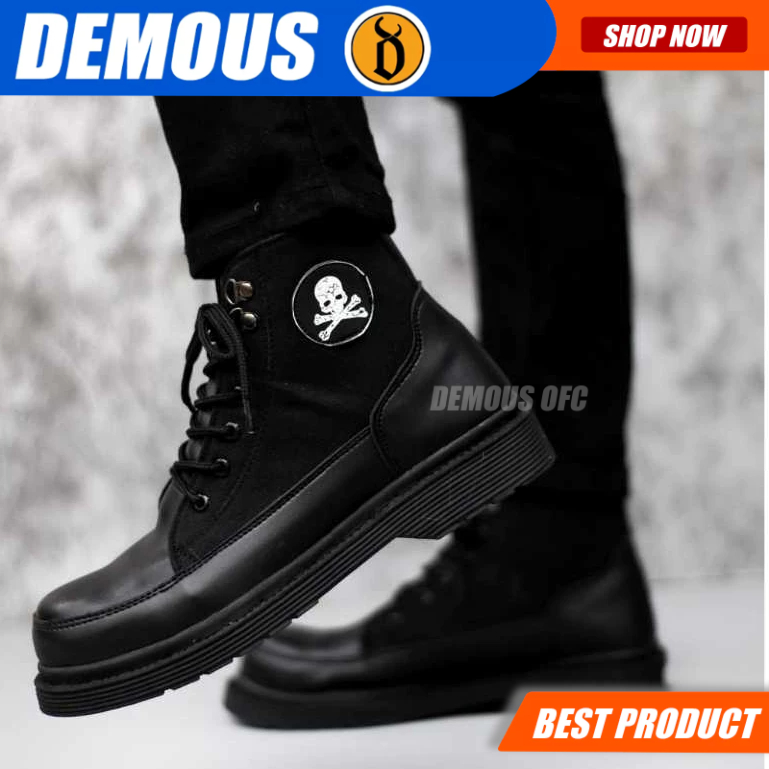 Jual DEMOUS SKULL - Sepatu Formal Boots Safety Hitam Pantofel Docmart ...