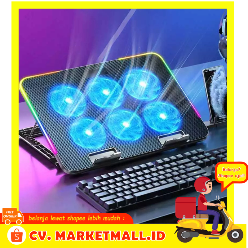 Jual Market Mall - Cooling Pad Laptop Gaming RGB 6 Kipas Super Kuat ...