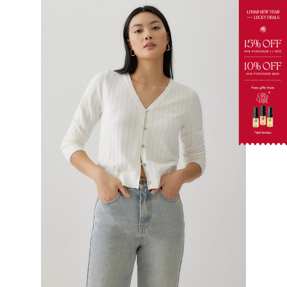Jual Love, Bonito - Cardigan Wanita - Chandria Pointelle Knit Cardigan | Shopee Indonesia