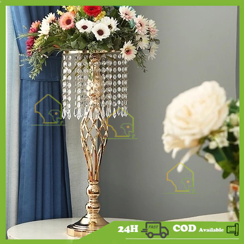 Jual Vas Standing Kristal Manik-manik Vas Bunga Sultan Centerpiece ...