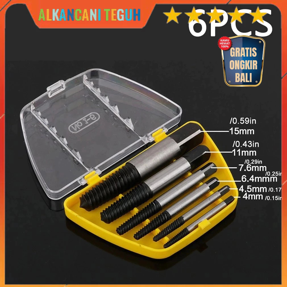 Jual SCREW EXTRACTOR SET / 6PCS TAP BALIK PEMBUKA BAUT RUSAK SET / MATA ...