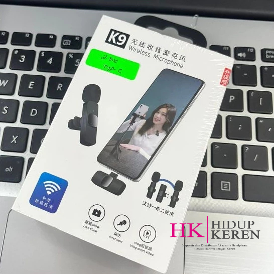 Jual K8 K9 - Mic Clip On Mikrofon Wireless 1 & 2 Microphone K8 1 Mic Type C USB & Lightning K9 ...
