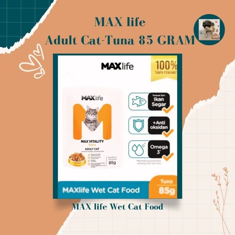 Jual MAXLife - Adult Cat - Rasa Tuna 85 gram - Makanan kucing basah ...