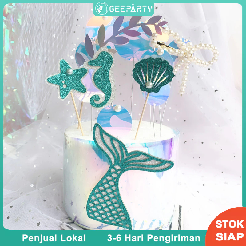 Jual 4 Pcs Bendera Topper Kue Pesta Ulang Tahun Putri Duyung Di Bawah ...
