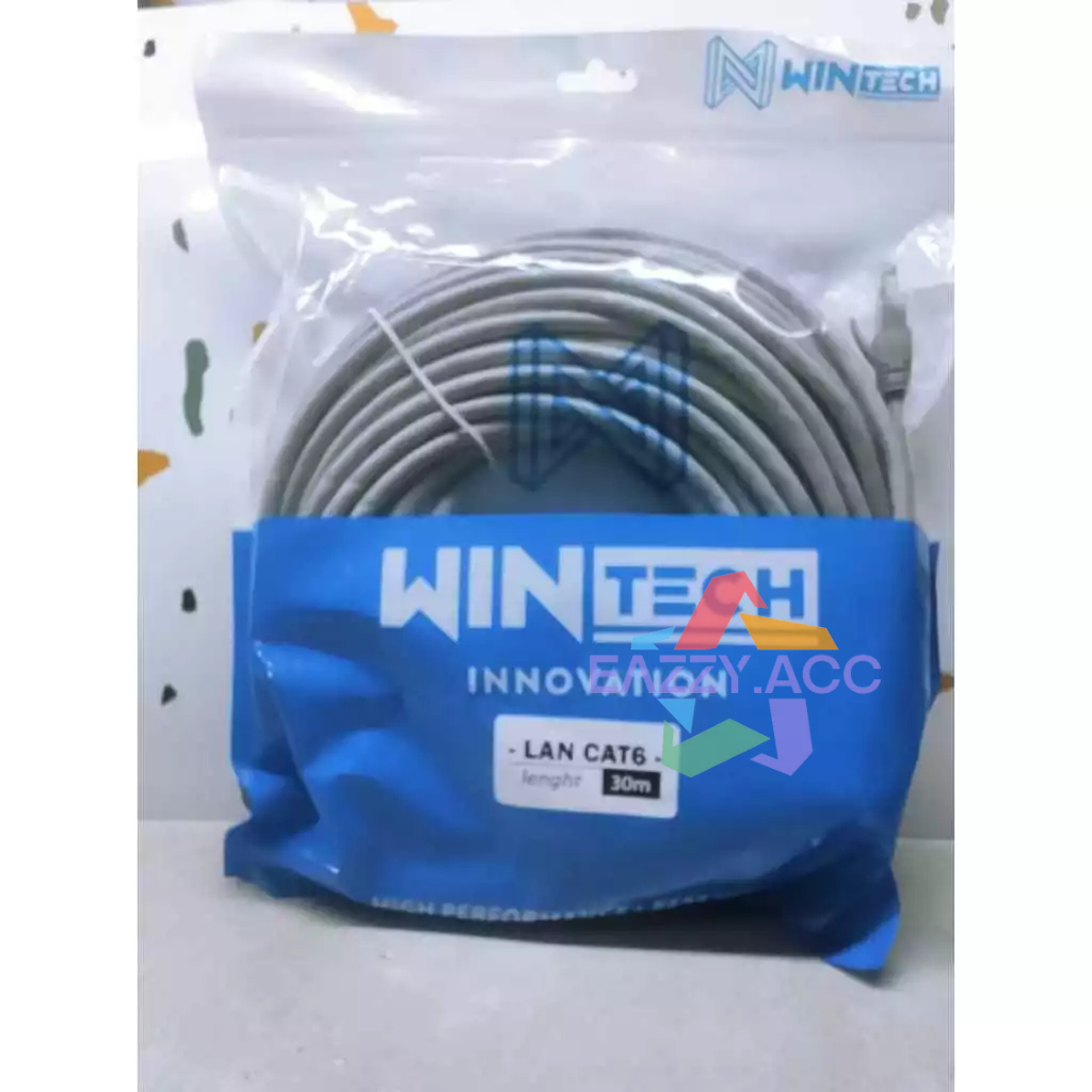 Jual Kabel LAN/UTP RJ45 CAT6E WINTECH 30 | 50 | 60 METER | Shopee Indonesia