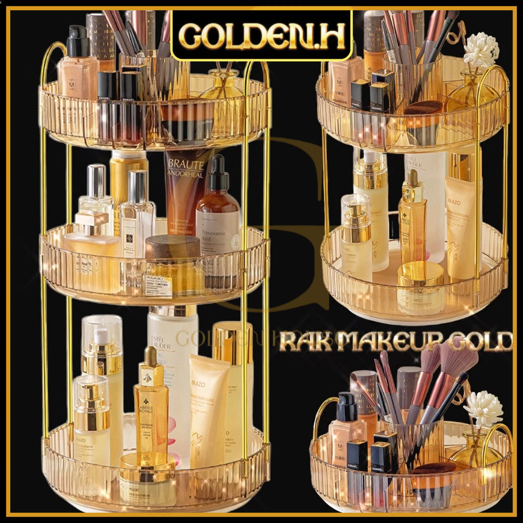 Jual Gold COD Rak Makeup Gold / STR / Rak Gold / Sea Lazy Rak Rotating ...