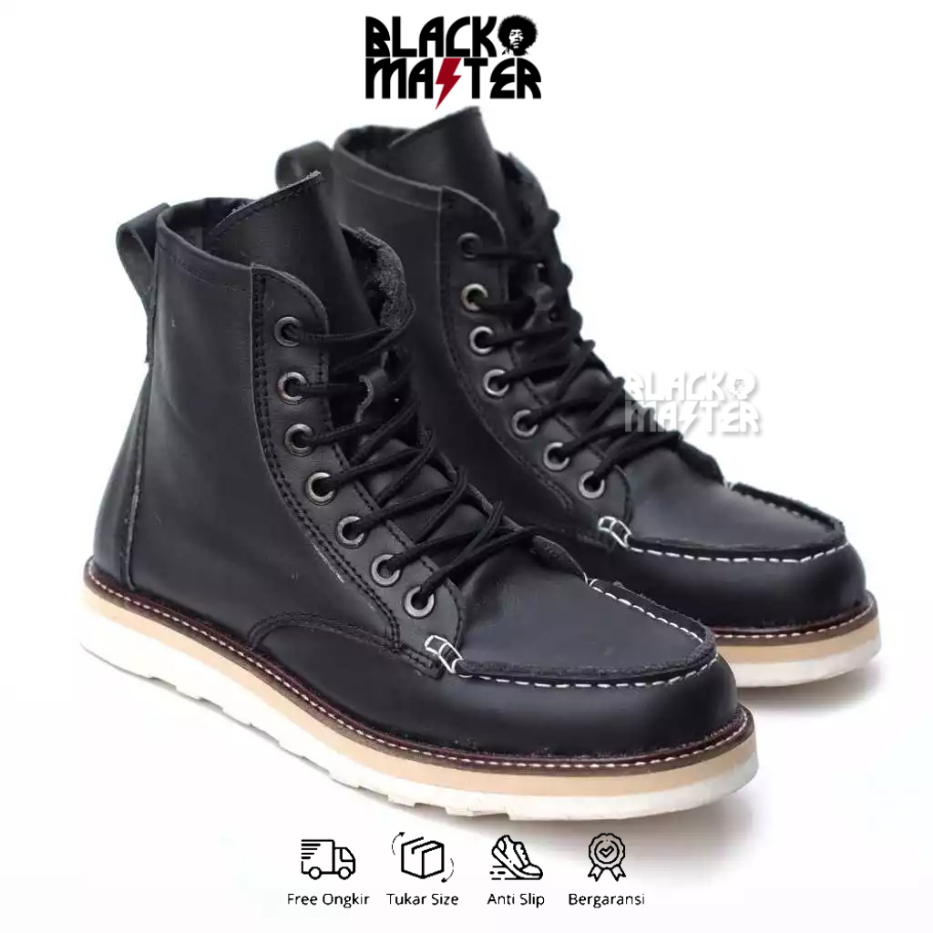 Jual BLACK MASTER - Sepatu Docmart Boots Kulit Kerja Hitam Pria ...