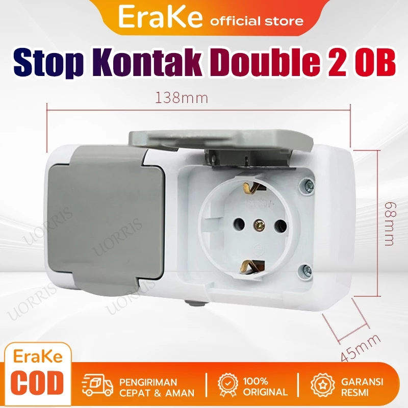 Jual Stop Kontak Double 2 OB Cover Model Broco Atlantic Waterproof ...