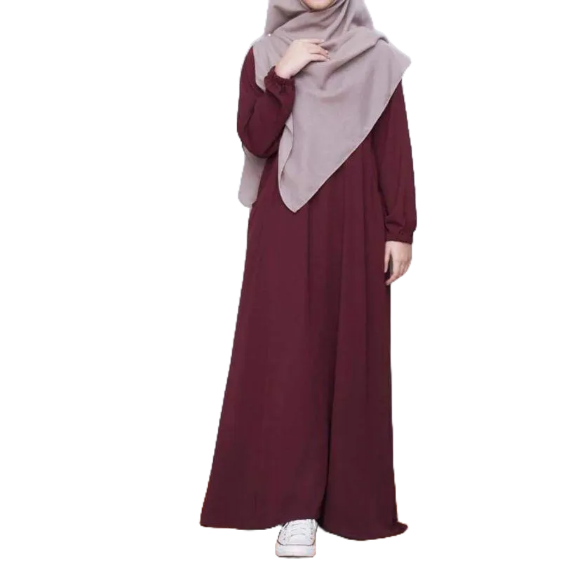 Jual Dress Wanita Gamis Syar'i Shakila Premium Dress Basic Maroon Polos ...
