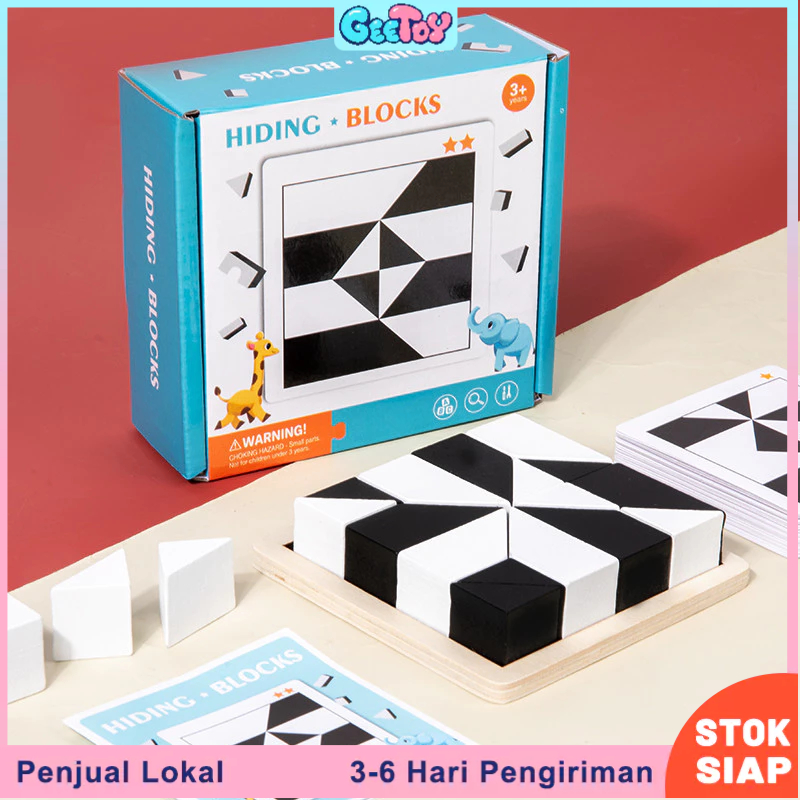 Jual Geetoy 3D Wood Hiding Blocks Geometrik Bentuk Bentuk Anak Berpikir ...