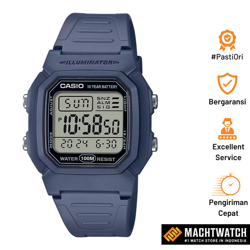 Jual [MAYDAY] Jam Tangan Unisex Casio General W-800H-2AVDF Digital Dial Blue Resin Strap ...