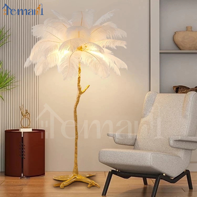 Jual Ruang Tamu Lampu Lantai Bulu Burung Onta Lampu Bulu Angsa Tinggi ...