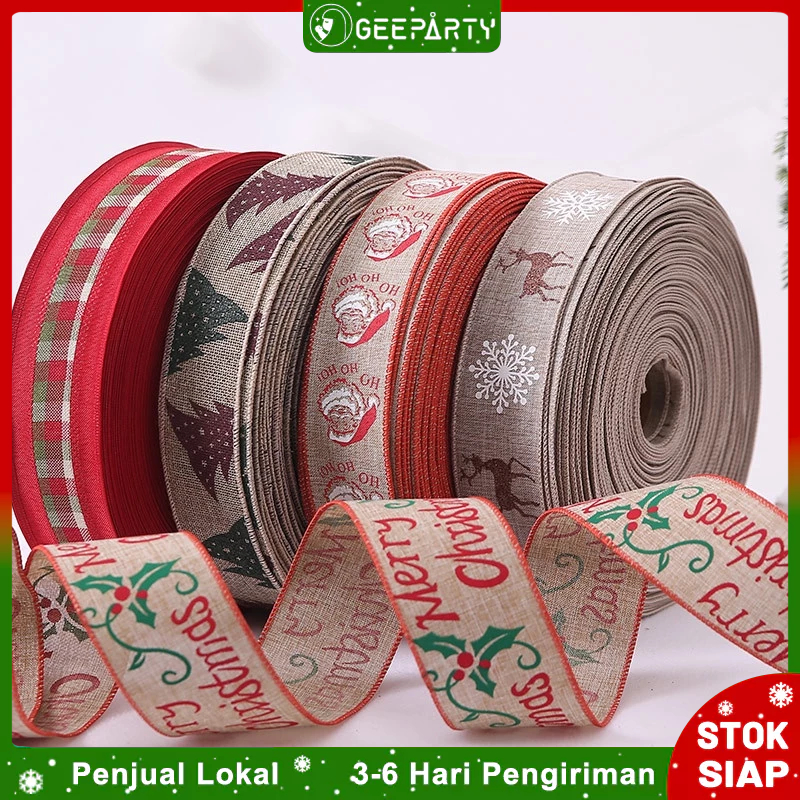 Jual 2 M Pita Natal Pita Linen Linen Anyaman Tali Cetak Renda Gelombang ...