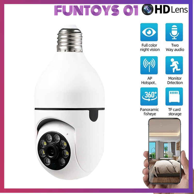 Jual CCTV Lampu 4MP Kamera Wifi Bohlam 360 Derajat PTZ Panoramic IP ...