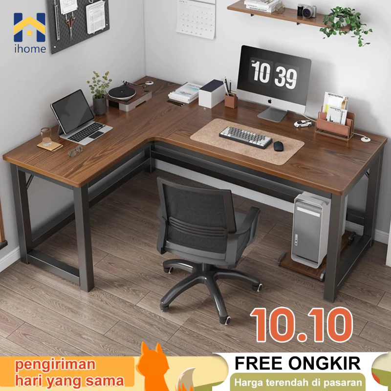 Jual IH Meja L Meja Kantor Serbaguna Meja Kerja Meja Belajar Murah L shaped Desk | Shopee Indonesia