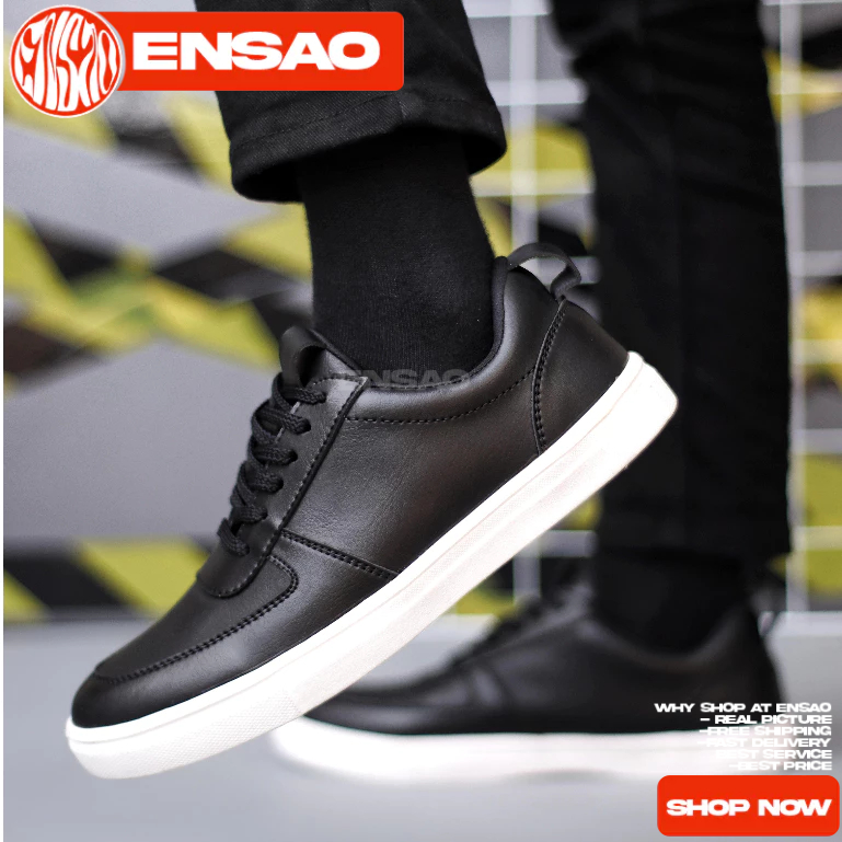 Jual Sepatu Sneakers Pria Casual Hitam Sekolah Pria | Shopee Indonesia