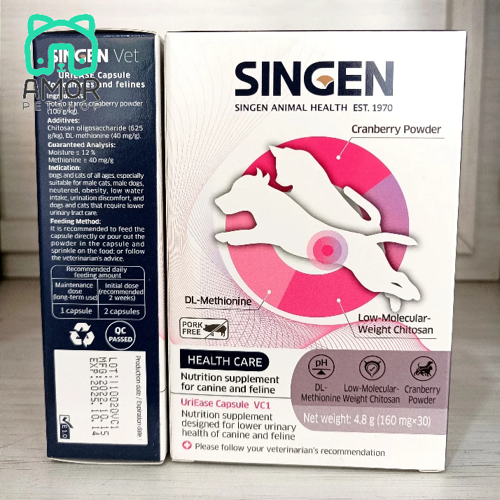 Jual SINGEN VET URIEASE CAPSULE CAT&DOG 4,8GR (160 MG x 30 CAPSULE ...