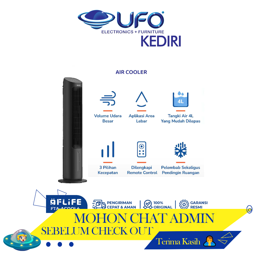 Jual Flife FTA-ACOOL4 Air Cooler Tower Fan dengan Generator Anion kapasitas 4 Liter Flife ...