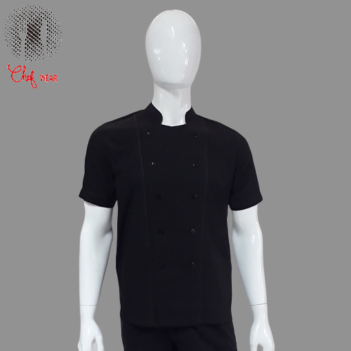Jual Chef Wear PANAMA Baju Koki SS Hitam (piping hitam) | Shopee Indonesia