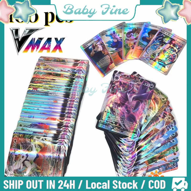 Jual 100%ORI/COD 100pcs Pokemon Vmax Cards/Kartu Pokemon TCG Vmax Mega ...