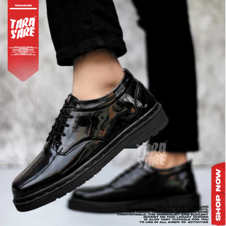 Jual JAMES - Sepatu Pantofel Mengkilap Hitam Formal Kerja Kantor Pria ...