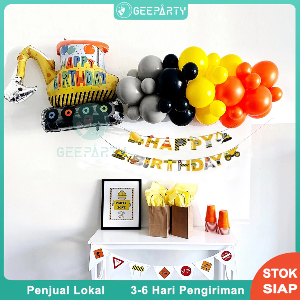 Jual 46 pcs Konstruksi Garland Balon Oranye Foil Penggali Besar 39 inci ...