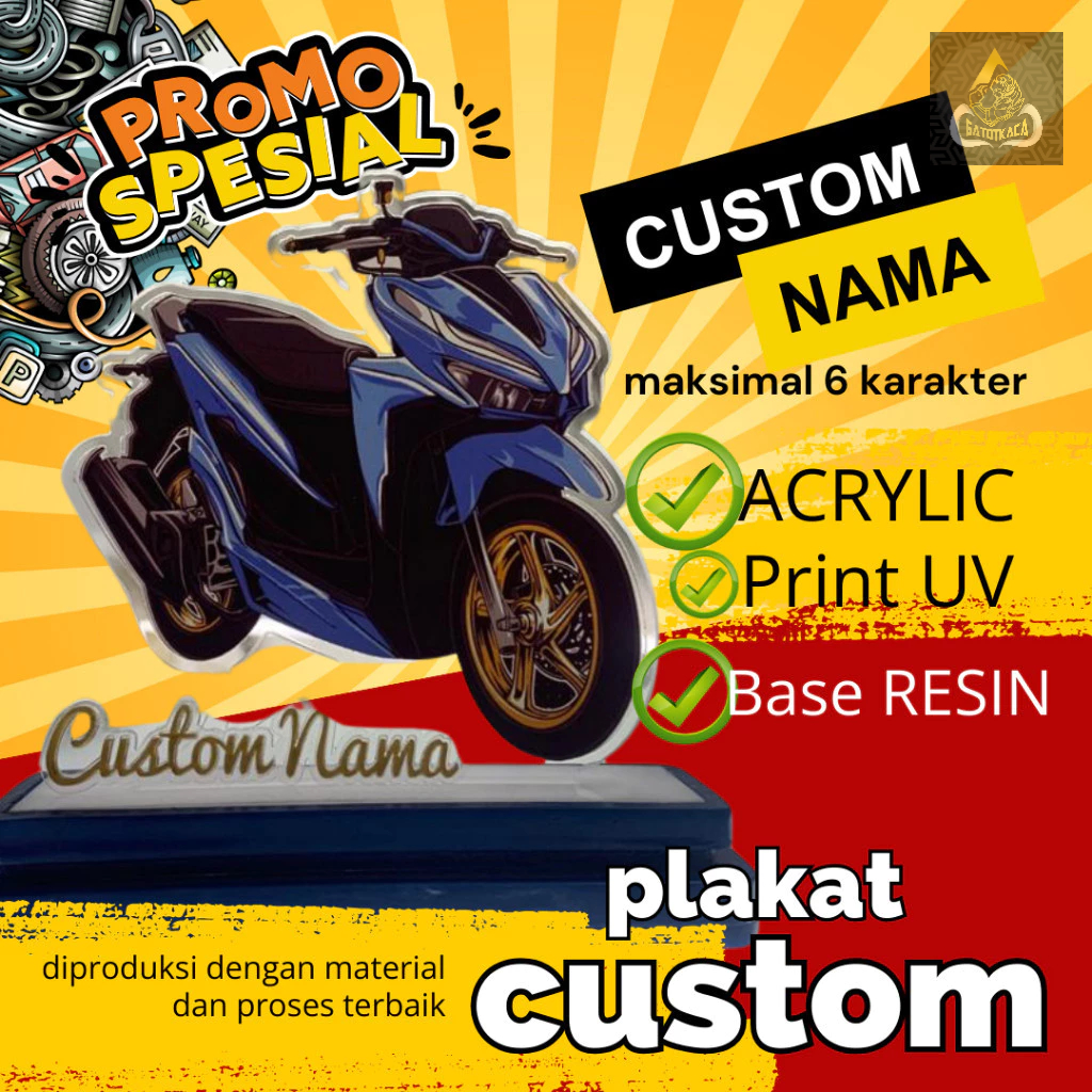Jual Plakat Acrylic Custom Motor Matic/Motor Matic Acrylic Custom Nama ...