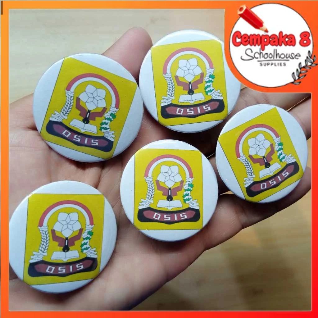 Jual Pin Bros 4,4 CM Bulat Peniti Tas Totebag Logo SMP SLTP OSIS Putih ...