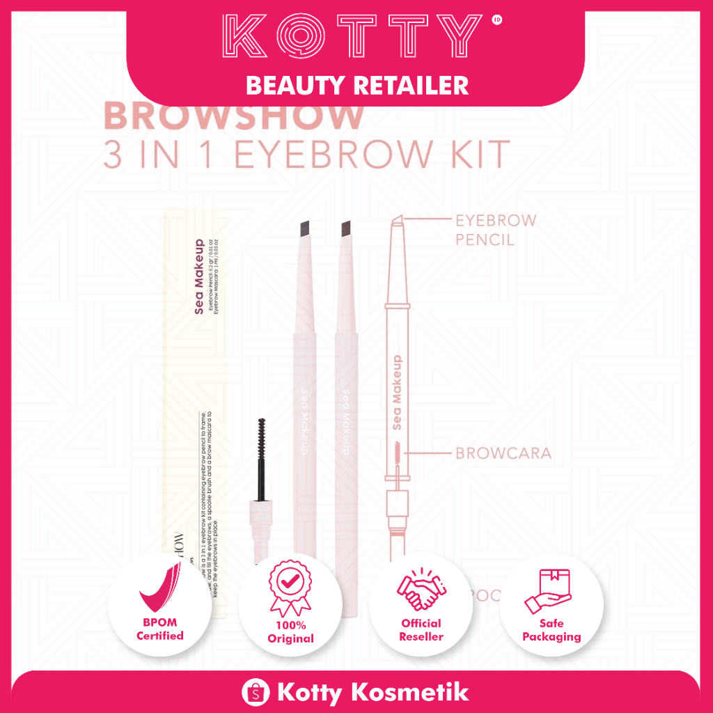 Jual Sea Makeup Browshow Eyebrow Pencil And Mascara | Shopee Indonesia