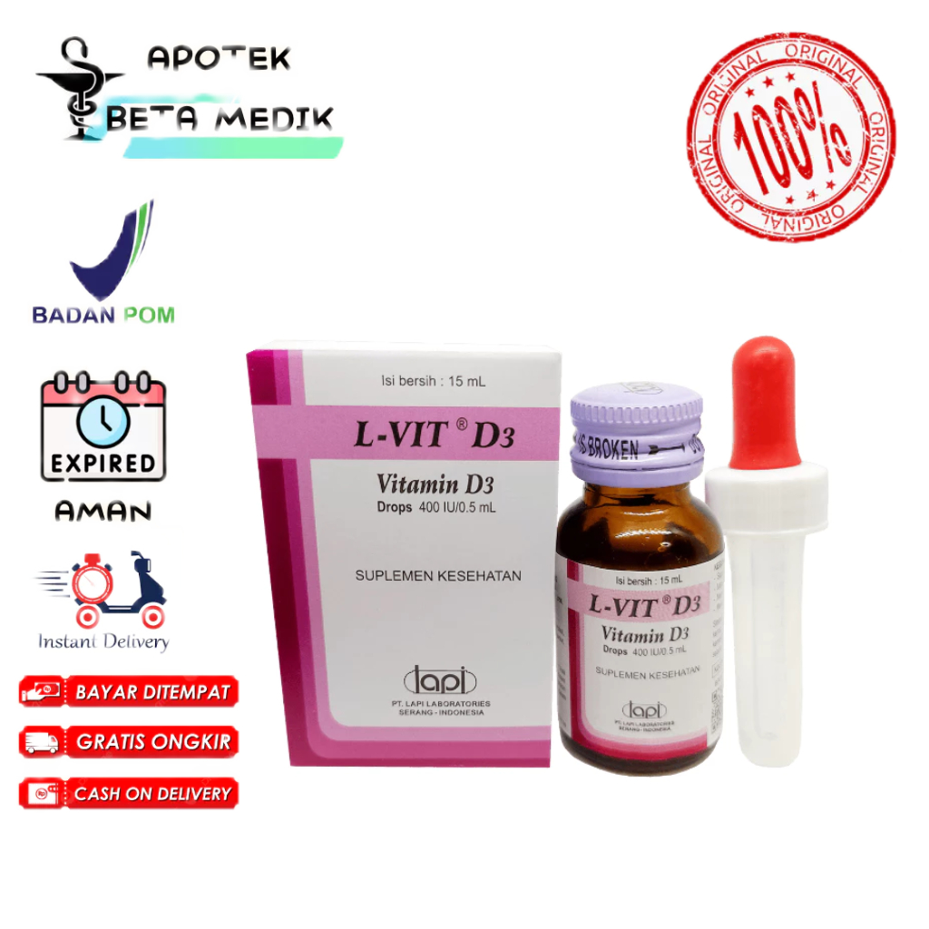 Jual L-VIT D3 DROPS 15ML - Drop Vitamin D3 Bayi Anak LVIT L Vit | Shopee Indonesia