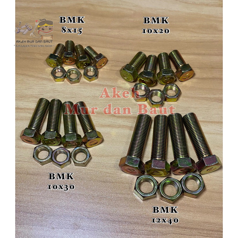 Jual Mur Baut Hex M10 / BMK M10 Besi Kuning / BMK M10 Murah | Shopee Indonesia