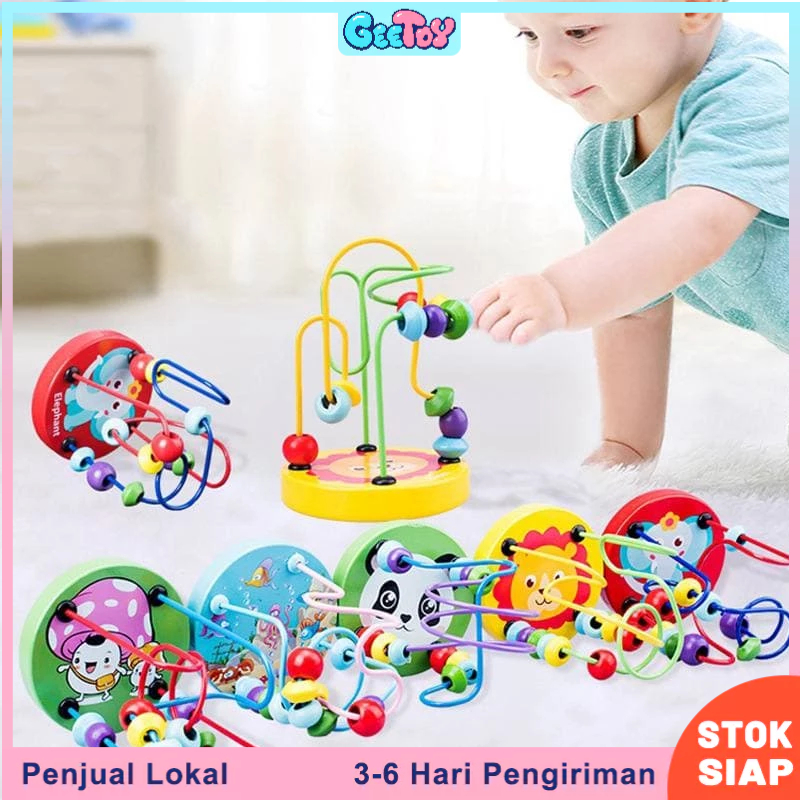 Jual GeeToy Mainan Edukasi Labirin Kayu Roller Coaster Abacus Mainan ...