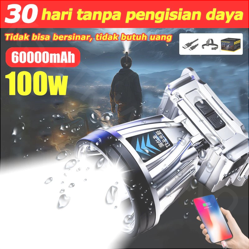 Jual Senter Kepala 100Watt【30 hari tanpa pengisian daya】Tidak bisa ...