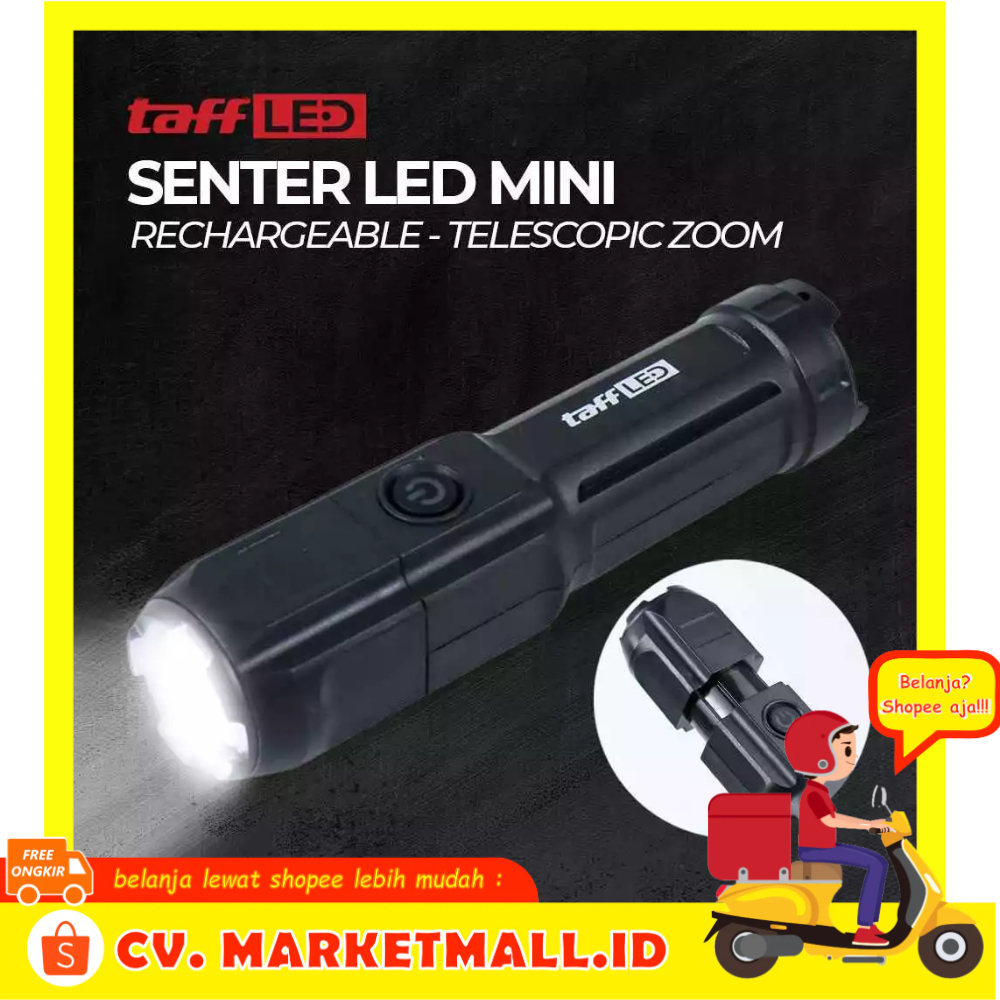 Jual Market Mall - Senter LED XPE Zoom Teleskopik Cahaya Fokus Baterai ...