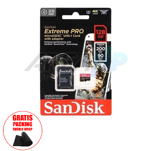 Jual SANDISK MEMORY CARD MICRO-SD 128 GB EXTREME PRO + ADAPTOR (200 ...