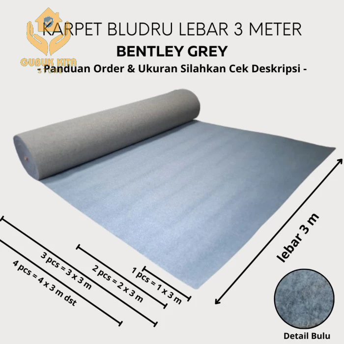 Jual Bentley Karpet Non Woven Tebal [Meteran] 1X3 Meter Grey Lebar 3 ...